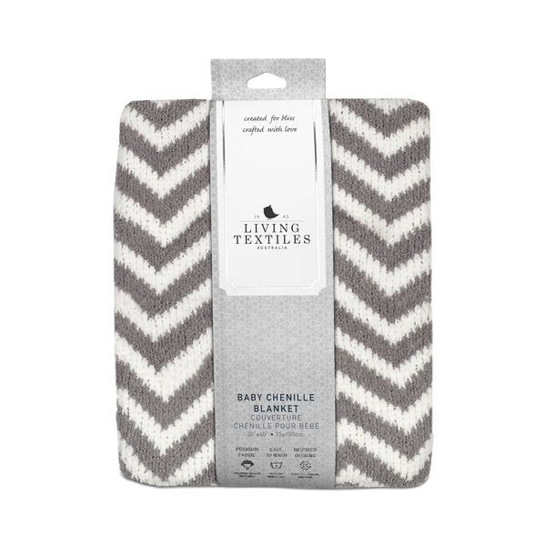 Living Textiles Chenille Baby Blanket. Grey Chevron Ultra-Soft Throw B ...