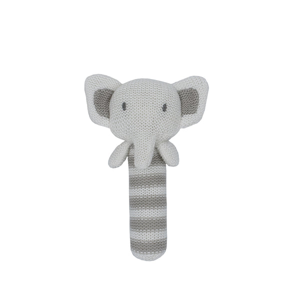 Cotton Knitted Rattle - Eli Elephant – Living Textiles Co